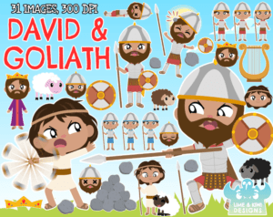 David and Goliath Clipart - Lime and Kiwi Designs