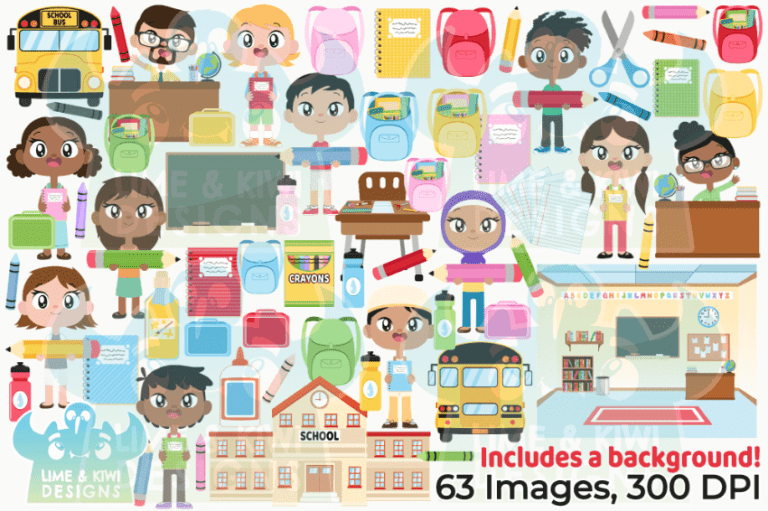 Back to School Clipart - Lime and Kiwi Designs